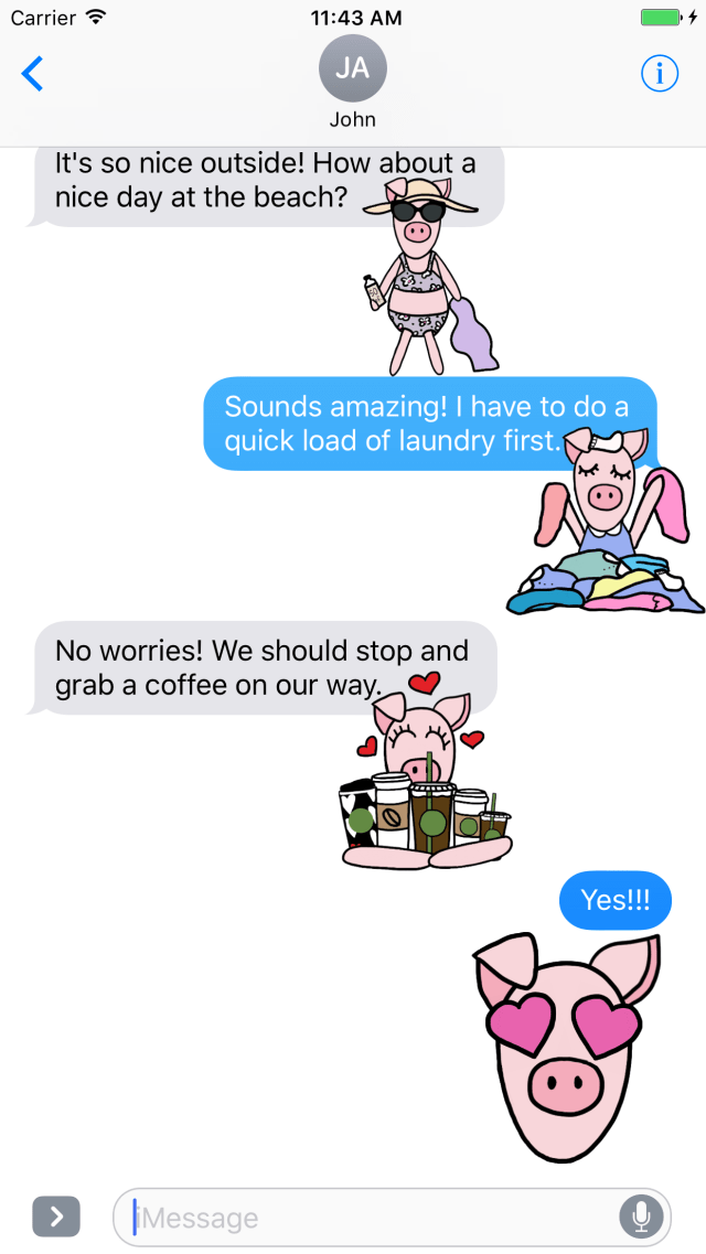 Pigga Pig Stickers for iMessage | Skyrocket Software